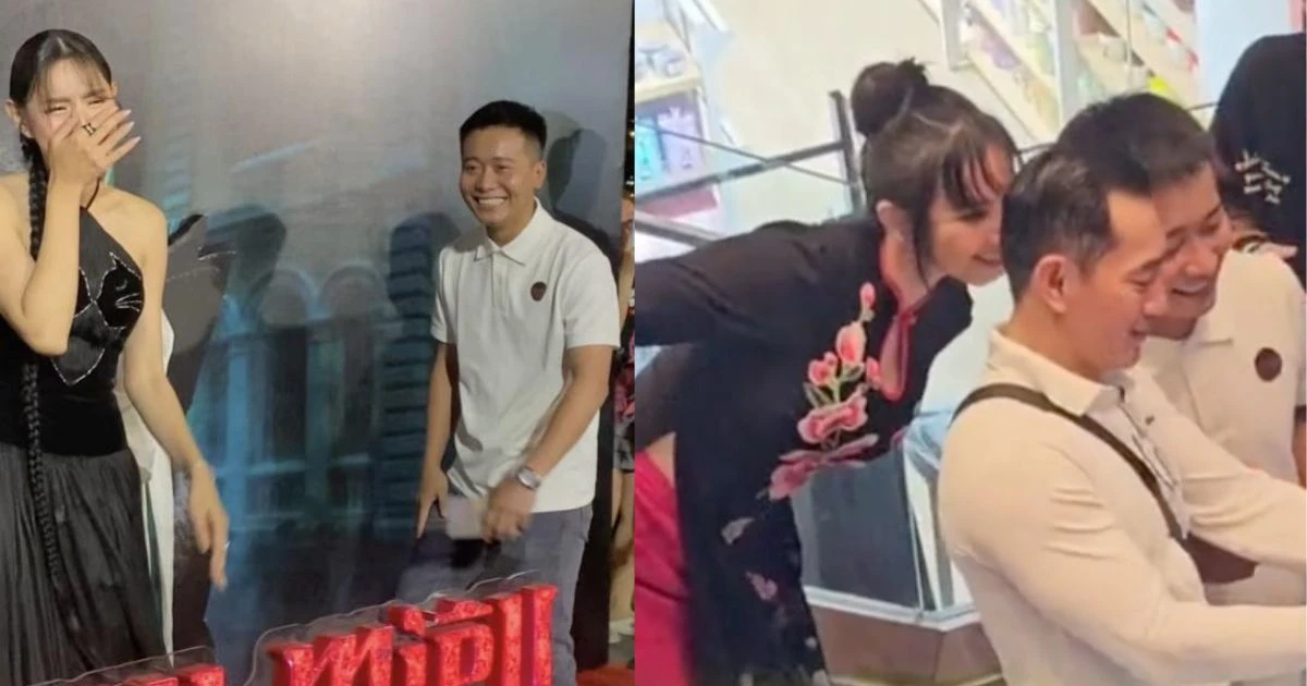 Thuy Tien covered her face when she saw Quang Linh on the red carpet, let him meet his parents ...