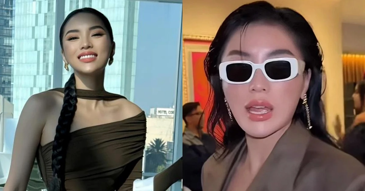 Clip of Ky Duyen trying to "flee" when an international reporter asks an English question | Miss ...