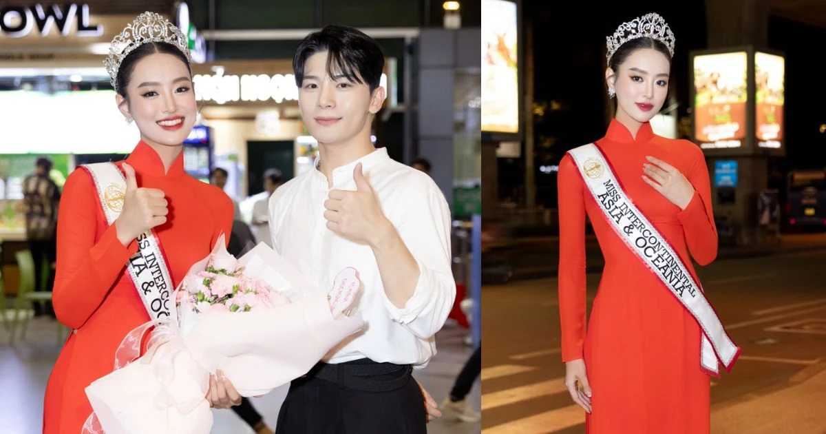 Miss Intercontinental: Bui Khanh Linh returns home in red, her Korean boyfriend welcomes her ...