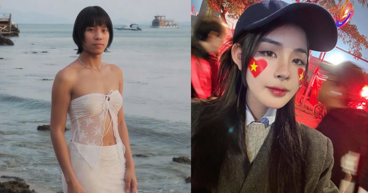 Defender Van Thanh suddenly cross-dressed, wearing a dress to the beach, his girlfriend was ...