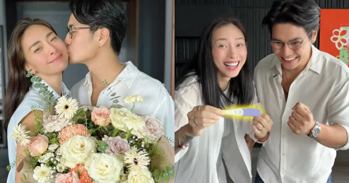 Ngo Thanh Van confirmed her pregnancy at the age of 46, showing off her pregnant belly, her ...